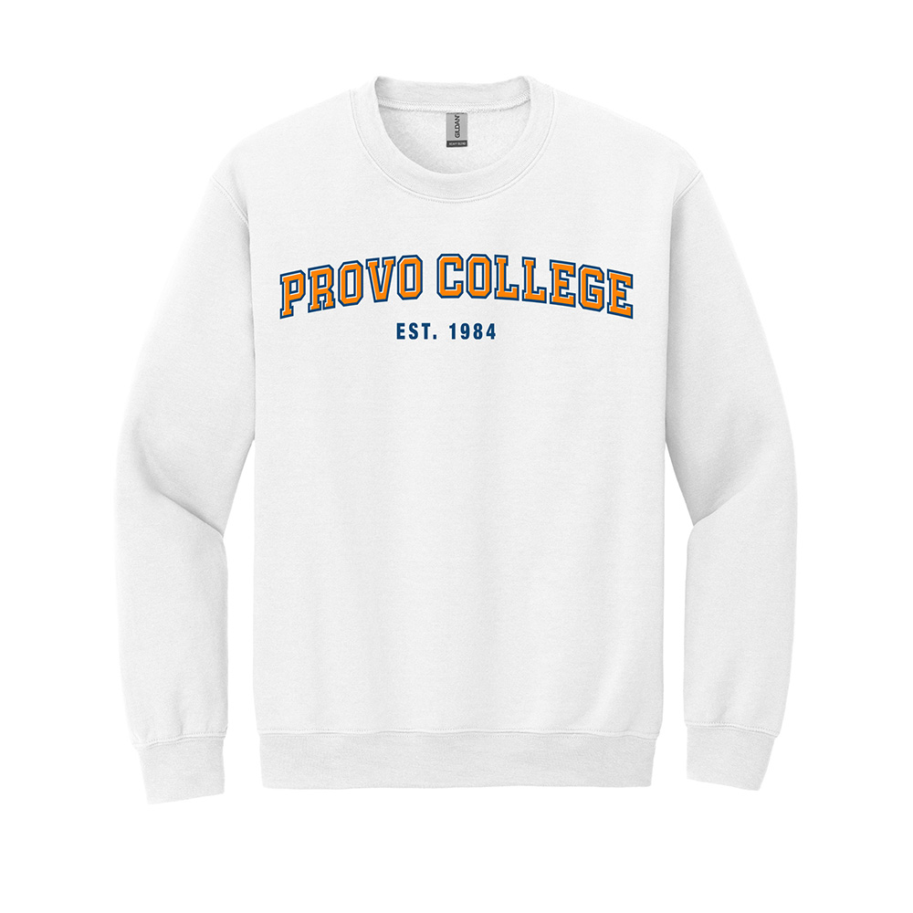 Provo College Crewneck – White – Campus Store
